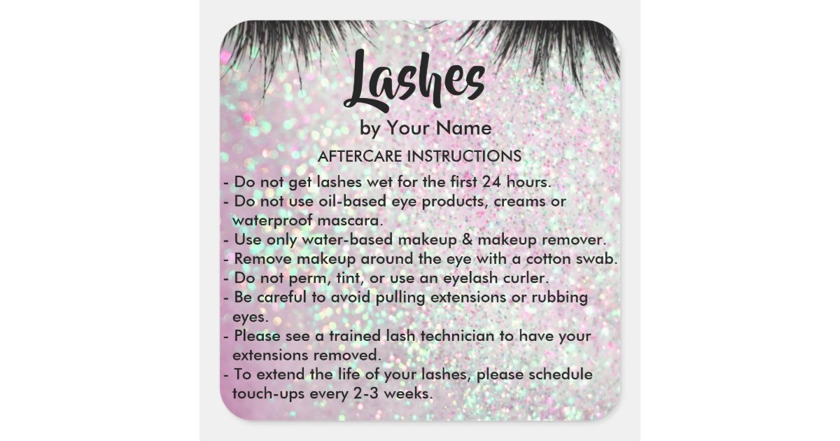 Lashes AFTERCARE INSTRUCTIONS Sticker | Zazzle