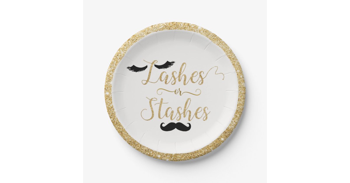 Lashes or Stashes Gender Reveal Baby Shower Paper Plate | Zazzle