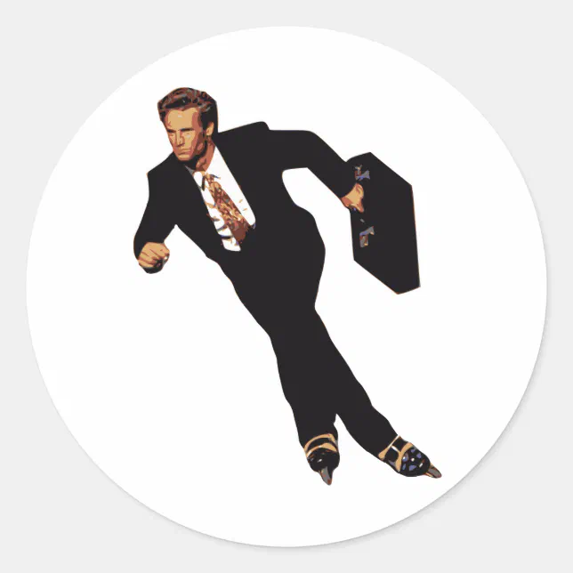 Late For Business Rollerblade Skater Meme Classic Round Sticker | Zazzle