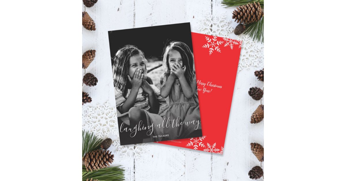 Laughing All the Way Overlay Christmas Photo Card | Zazzle