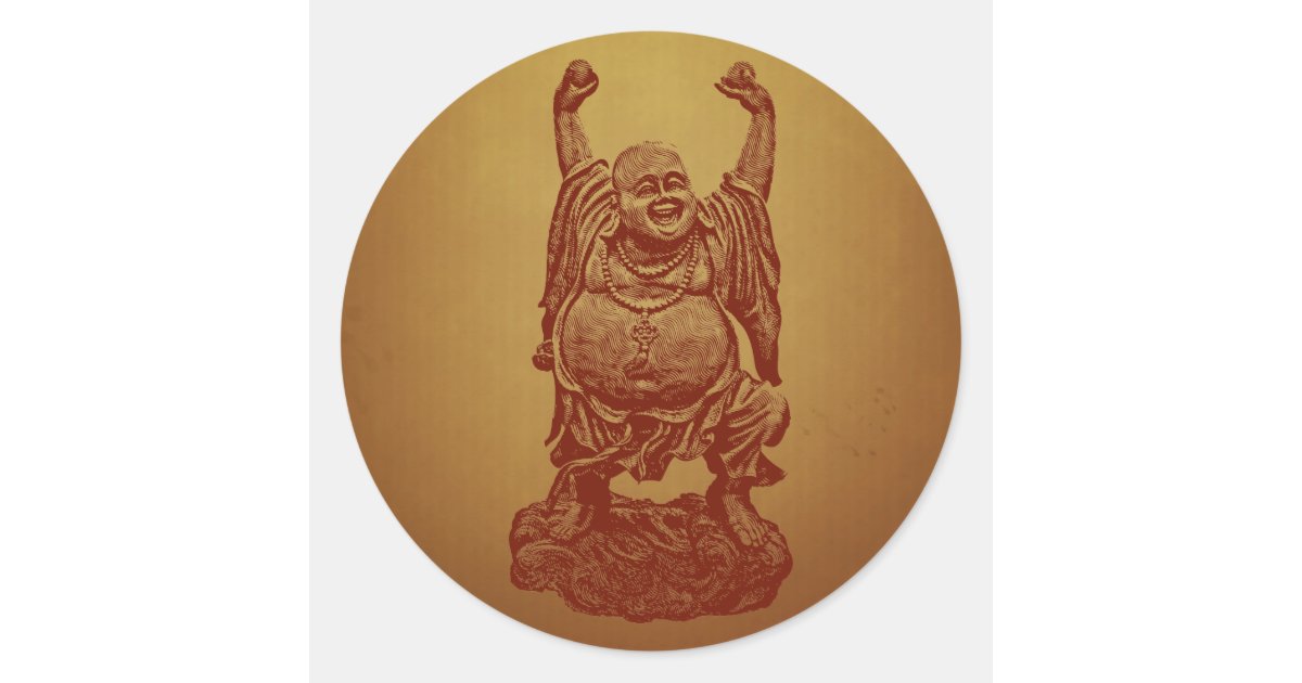 Laughing Buddha (dark red) Classic Round Sticker | Zazzle