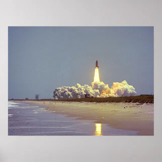 Launch of Space Shuttle Challenger (STS-6) Poster | Zazzle