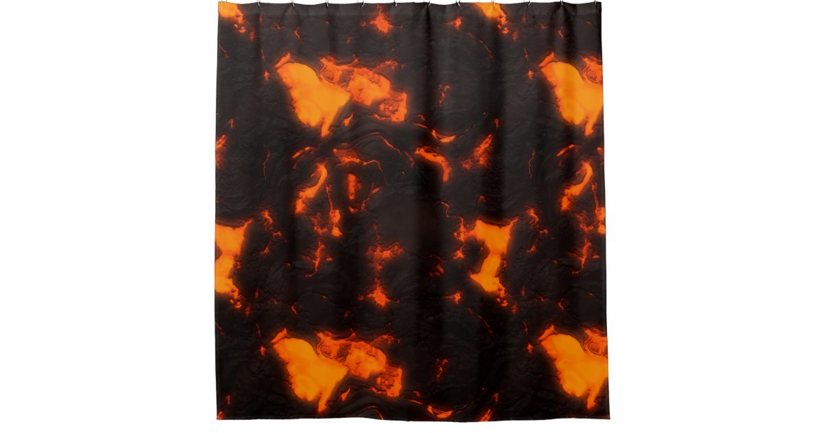 Lava Flow Bright Orange & Black Volcanic Shower Curtain | Zazzle