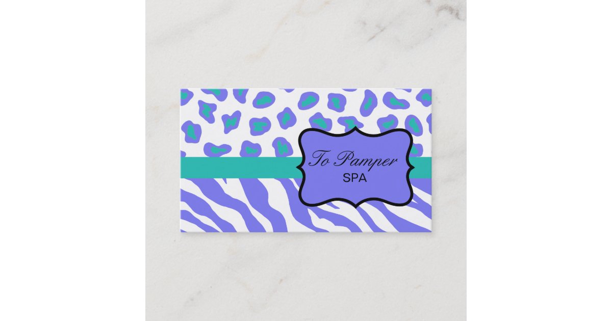 Lavender, White, Teal Zebra & Cheetah Skin Custom Business Card | Zazzle