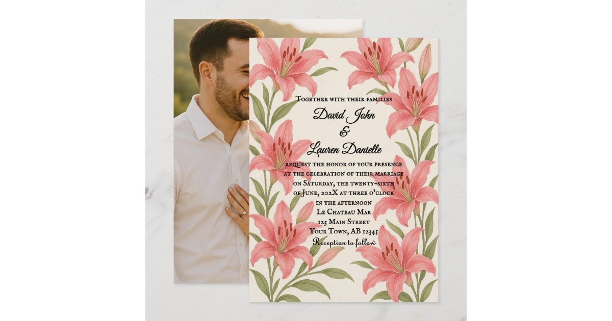 Lavish Lily Photo Wedding Invitation | Zazzle