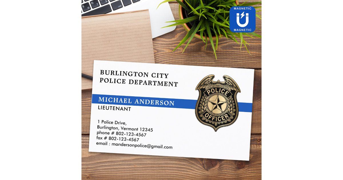 Law Enforcement Custom Logo Badge Police Officer Magnetic Business Card ...