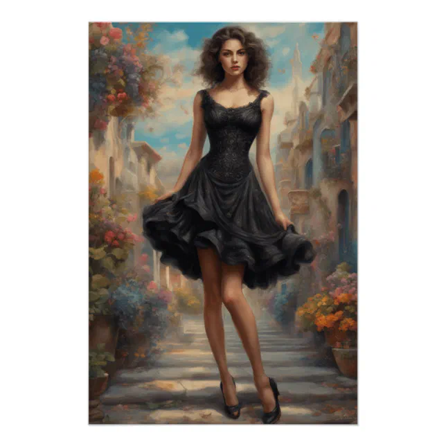 LBD Art: AI-Enhanced Little Black Dress Artwork Poster | Zazzle