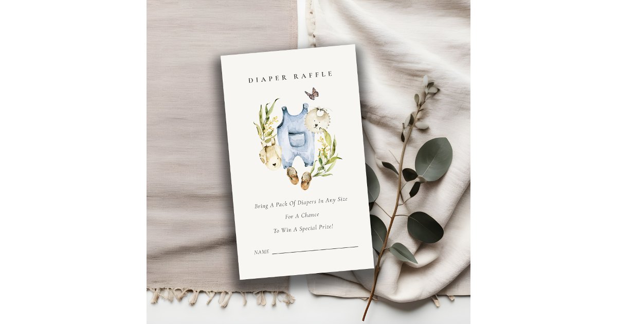 Leaf Foliage Boy Clothes Diaper Raffle Baby Shower Enclosure Card | Zazzle