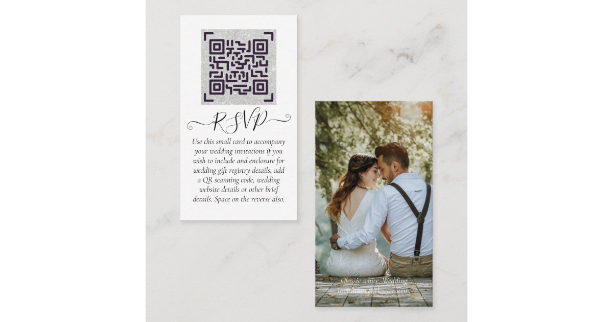 LeahG RSVP QR Code PHOTO Details Wedding Card | Zazzle