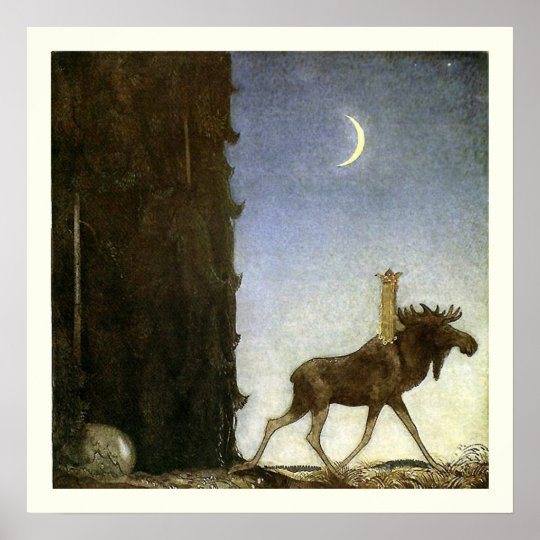 Leap the Elk and Princess Tuvstarr by John Bauer Poster | Zazzle.co.uk