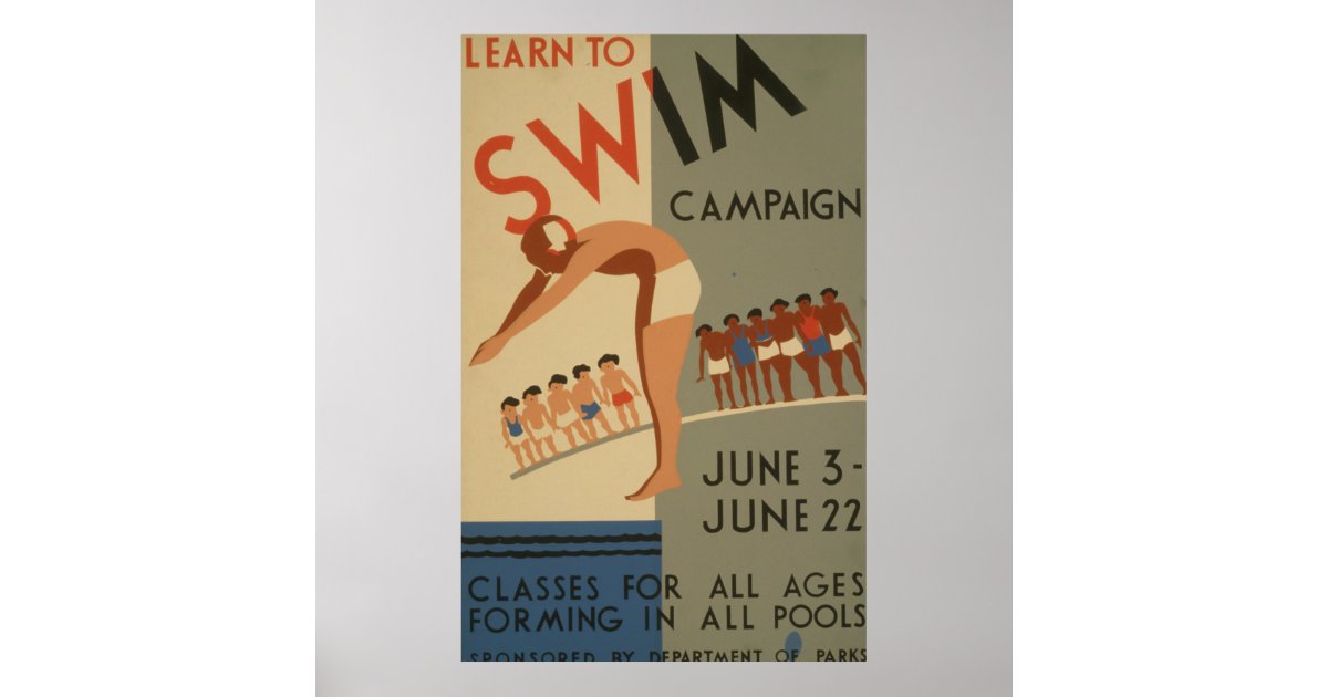 Learn to Swim Campaign Poster | Zazzle