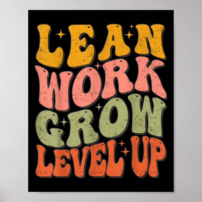 Learn Work Grow Level Up Retro Groovy Motivational Poster | Zazzle