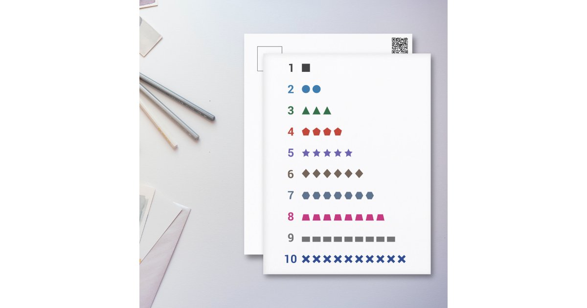 Learning Count to 10 geometric shapes Postcard | Zazzle