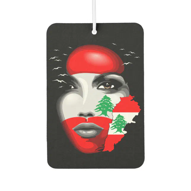 Lebanon Flag and Map on girl's face Car Air Freshener | Zazzle