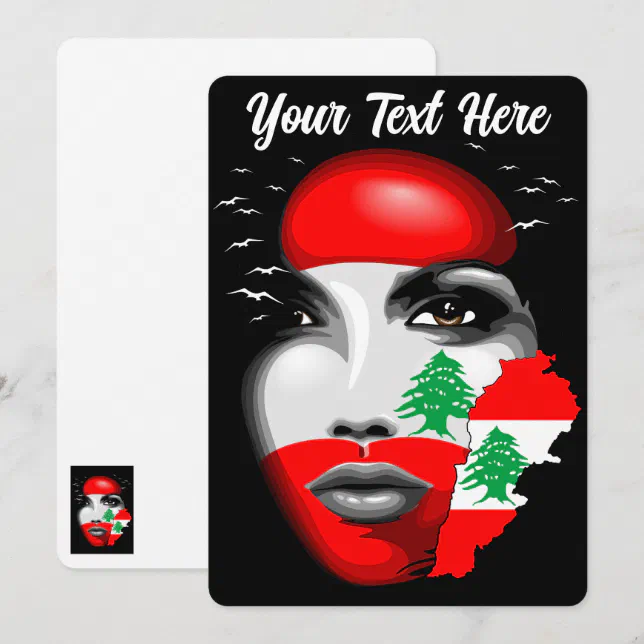 Lebanon Flag and Map on girl's face Invitation | Zazzle