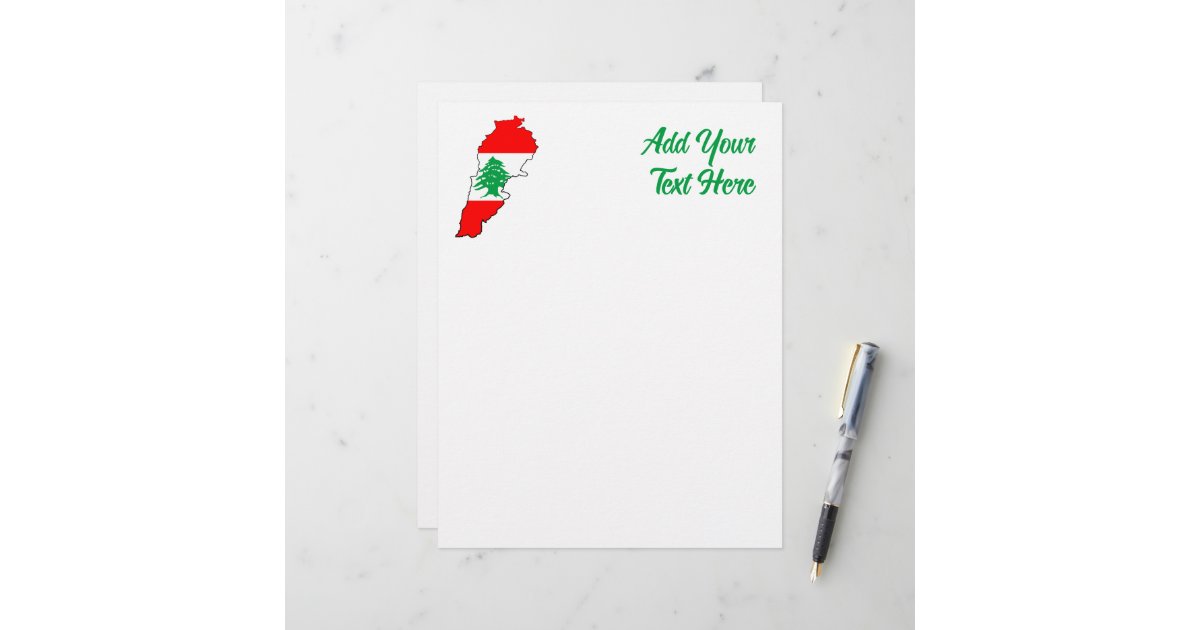 Lebanon Map with Flag Custom Letterhead | Zazzle