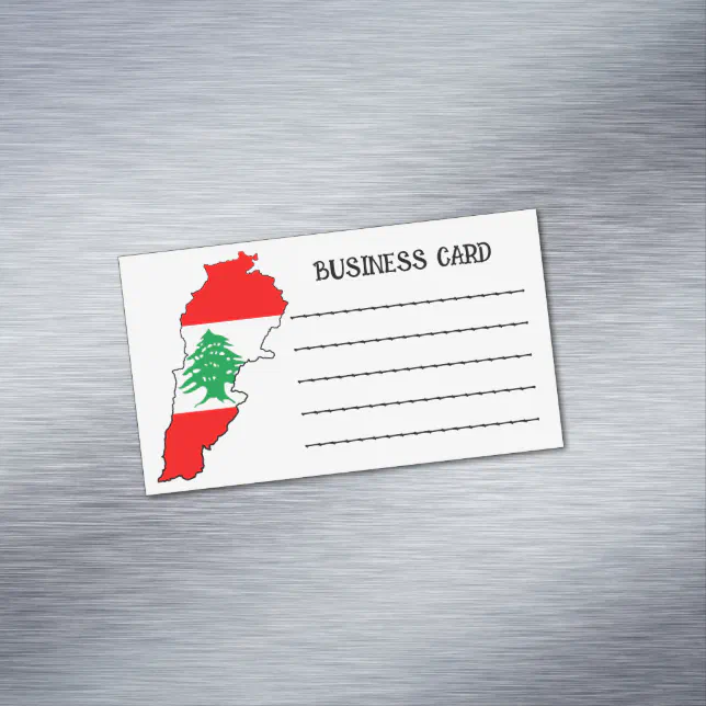 Lebanon Map with Flag Magnetic Business Card | Zazzle