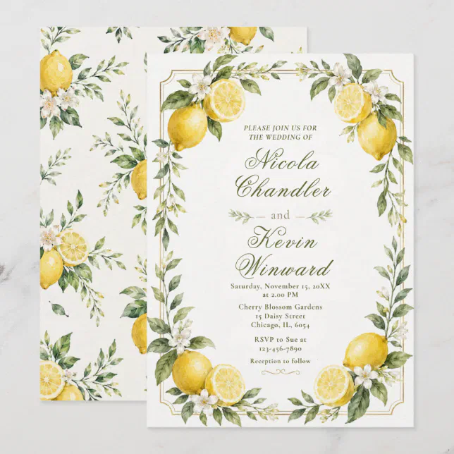 Lemon Botanical Wedding Invitation | Zazzle