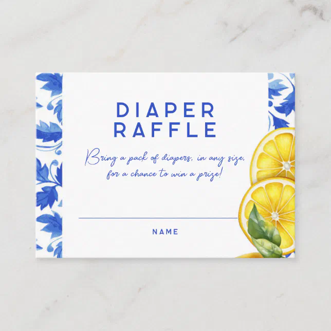 Lemon Italian Amalfi Baby Shower Diaper Raffle Business Card | Zazzle