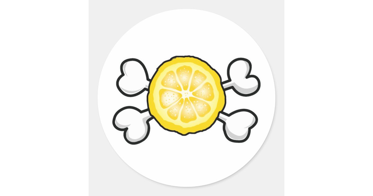 lemon slice Skull and Crossbones Classic Round Sticker | Zazzle