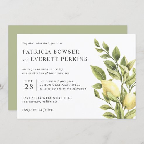 Lemon Wedding Invitations | Zazzle.co.uk