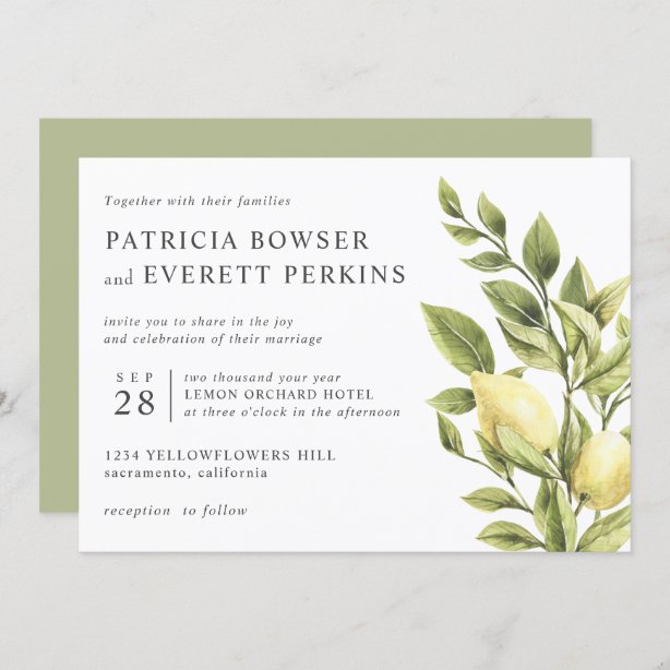 Lemon Wedding Invitations | Zazzle.co.uk