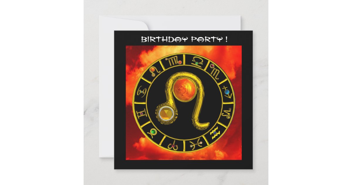 LEO,TOPAZ GEM,ZODIACAL SIGNS,ZODIAC BIRTHDAY PARTY INVITATION | Zazzle