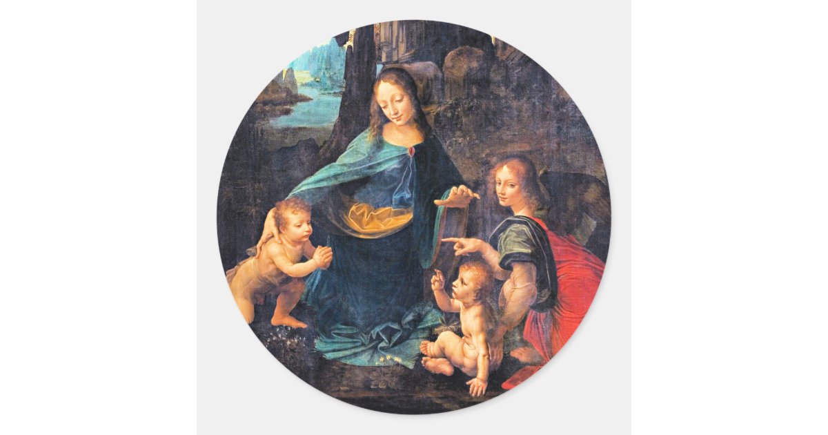 Leonardo da Vinci - The Virgin of the Rocks, Classic Round Sticker | Zazzle