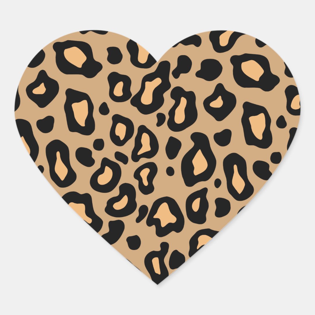 Leopard Animal Print Heart Stickers | Zazzle