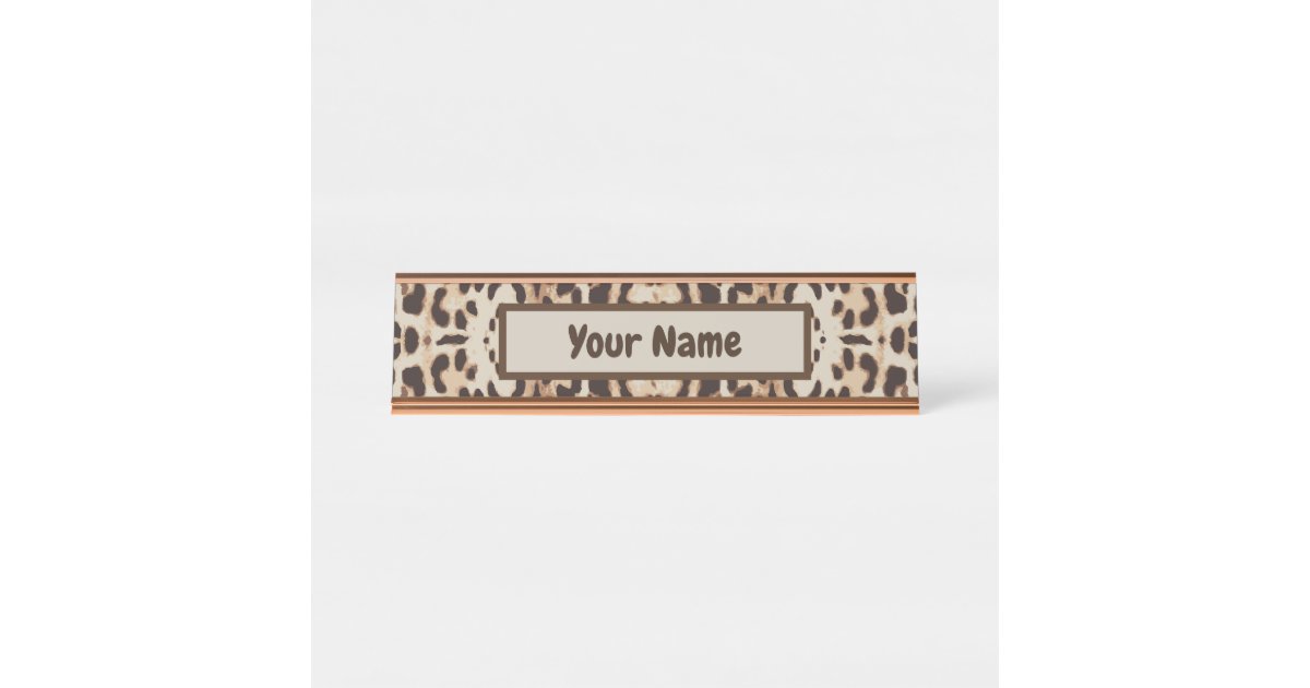 Leopard Print Animal Pattern Desk Name Plate | Zazzle