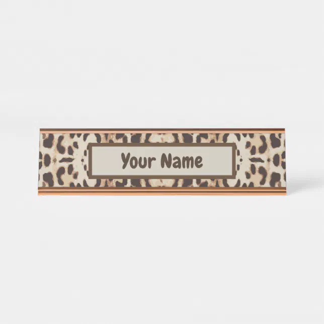 Leopard Print Animal Pattern Desk Name Plate | Zazzle