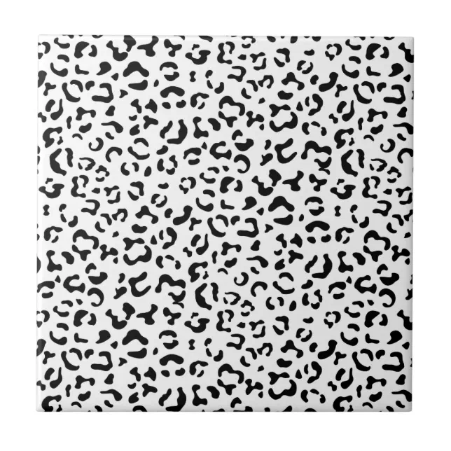 Leopard Print, Leopard Spots, Black And White Tile | Zazzle