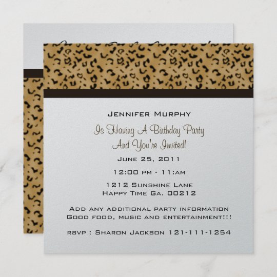 Leopard Print Party Invitations | Zazzle.co.uk