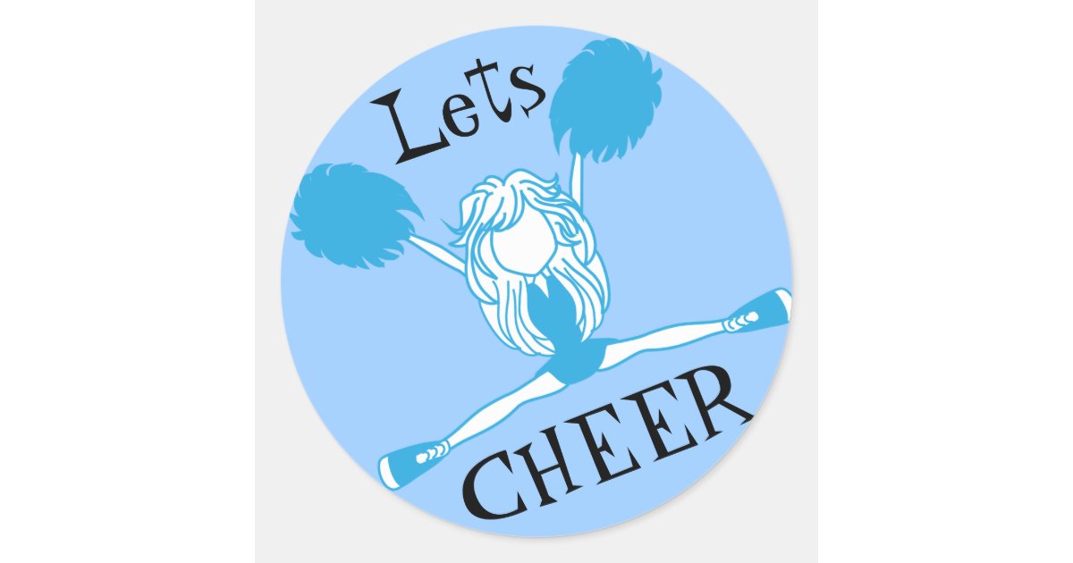 Lets Cheer Blue Cheerleader Classic Round Sticker | Zazzle