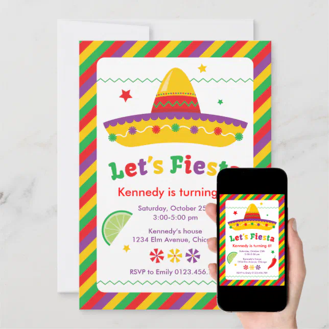 Let's Fiesta! Birthday Party Invitation | Zazzle