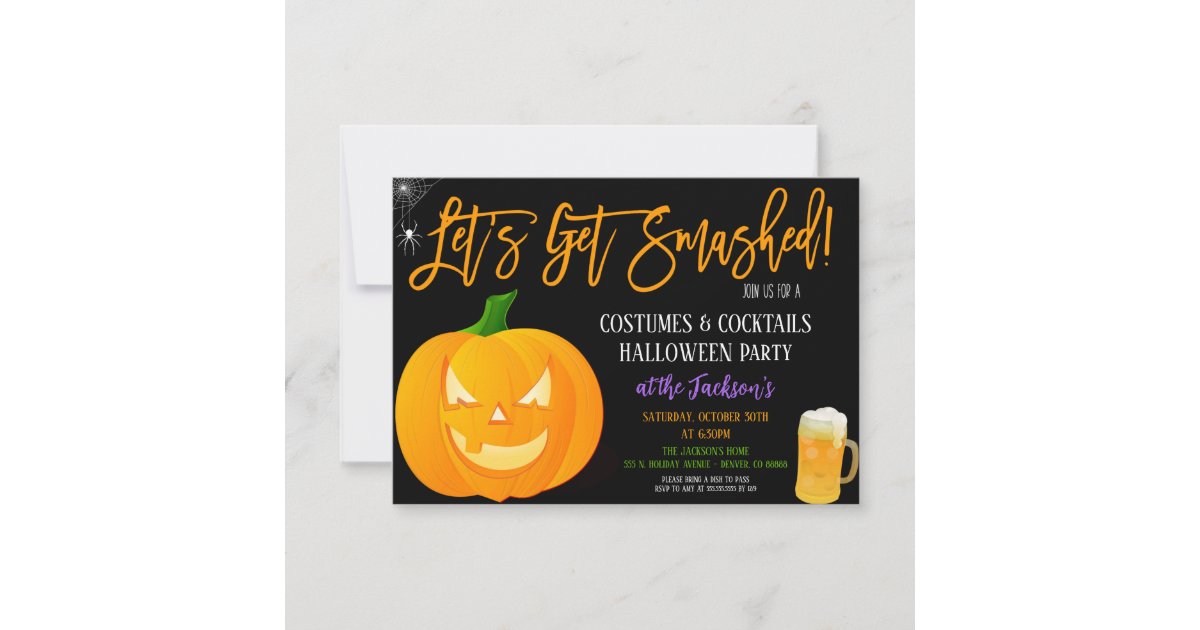 Let's Get Smashed Halloween Party Invitation | Zazzle