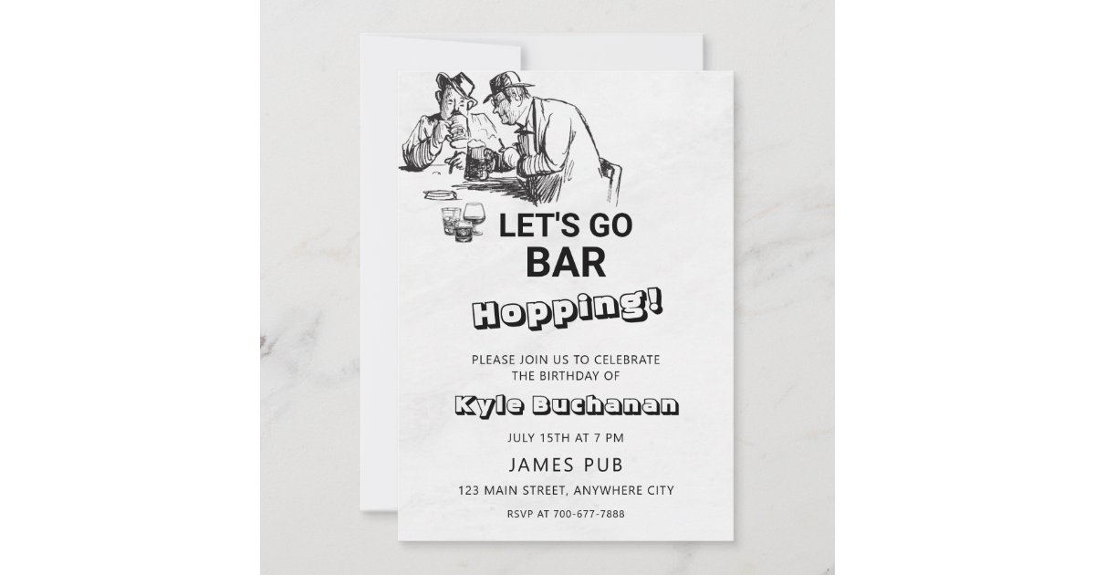 Let's Go Bar Hopping Birthday Party Invitation | Zazzle