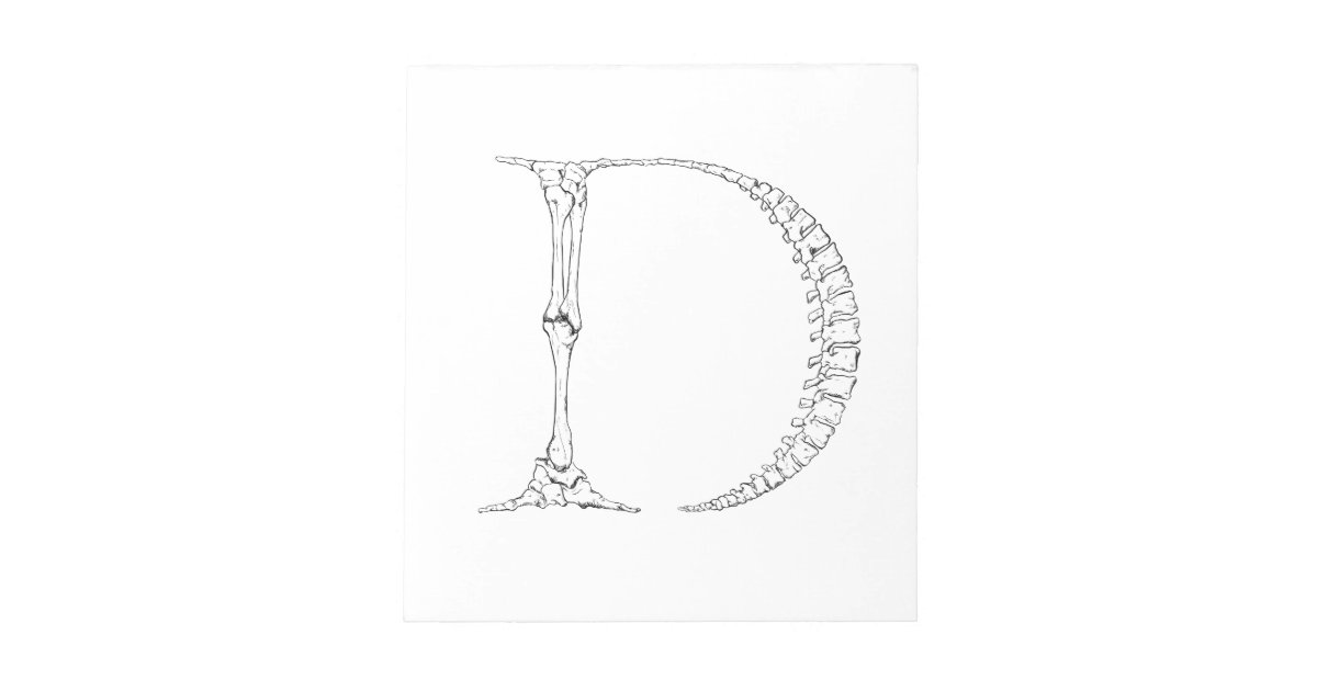 Letter D Bone Initial Notepad | Zazzle