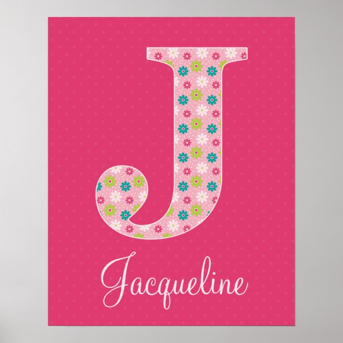 Letter J Initial Alphabet Poster for Girl | Zazzle.co.uk