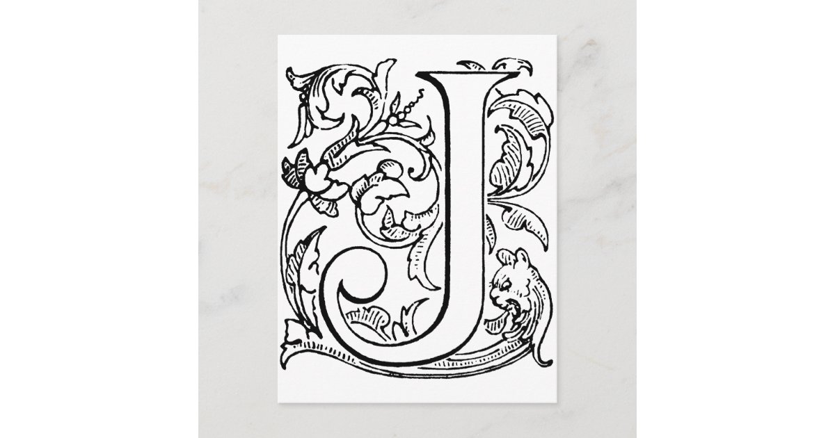 Letter J Monogram Postcard | Zazzle