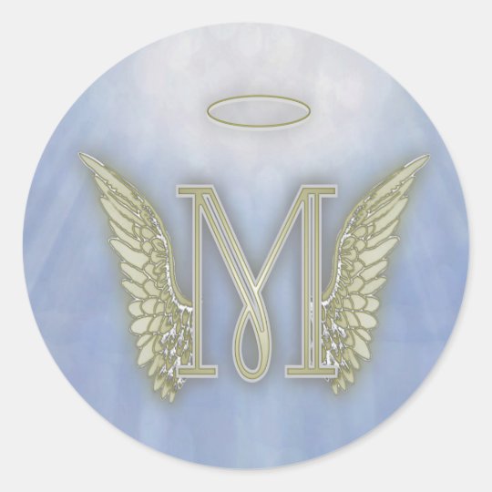 Letter M Angel Monogram Classic Round Sticker | Zazzle.co.uk