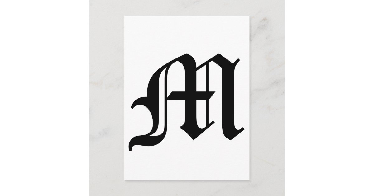 Letter M Old English Text on White Background Postcard | Zazzle