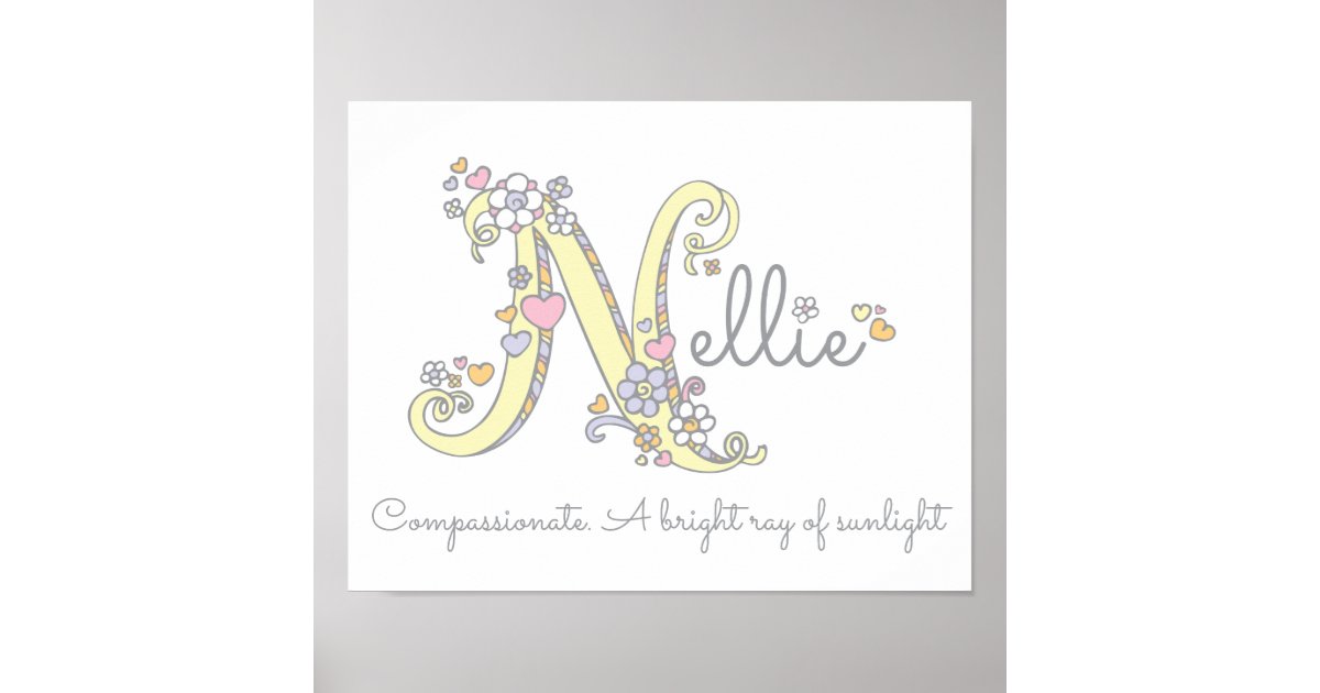 Letter N Nellie initial doodle art name meaning Poster | Zazzle