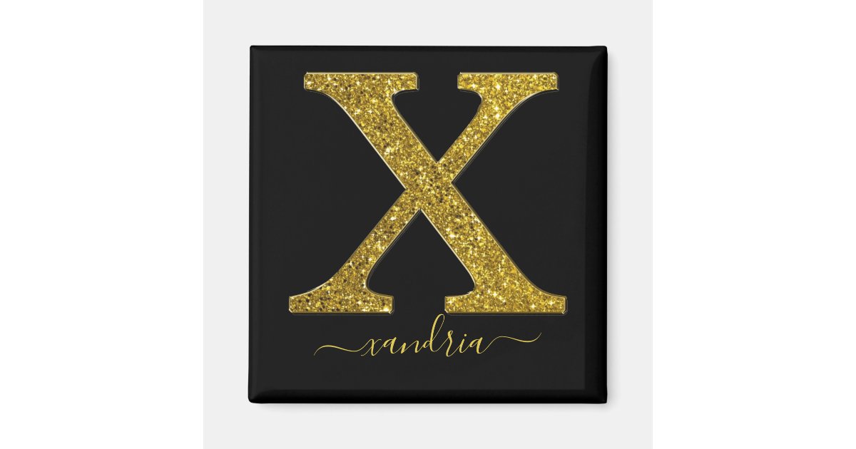 Letter X Gold Glitter Magnet | Zazzle