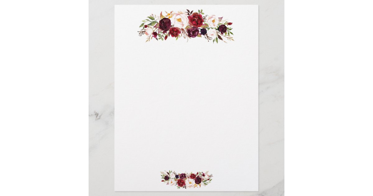 Letterhead paper - Floral Design | Zazzle
