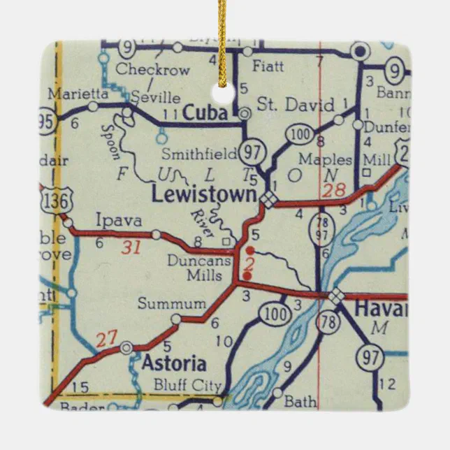 Lewistown IL Vintage Map Ceramic Ornament | Zazzle