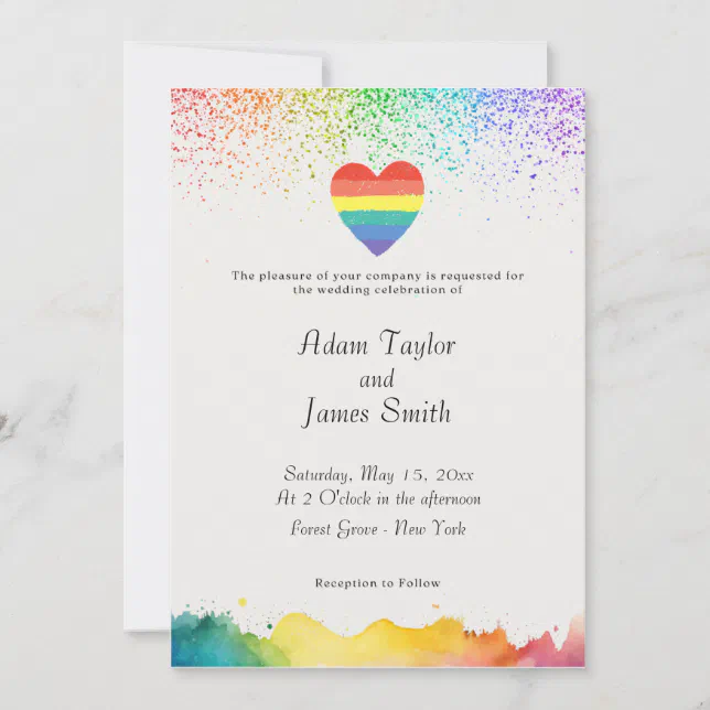 LGBT Rainbow Heart Pride Flag Invitation | Zazzle