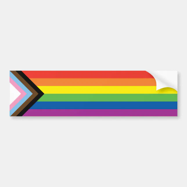 LGBTQ Inclusive Progress Pride Flag Bumper Sticker | Zazzle