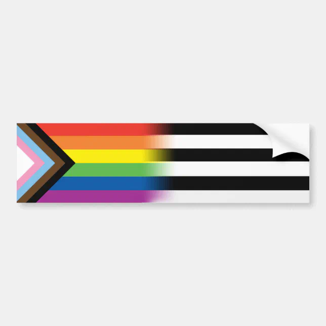 LGBTQ Inclusive Progress Pride Flag LGBT Ally Flag Bumper Sticker | Zazzle