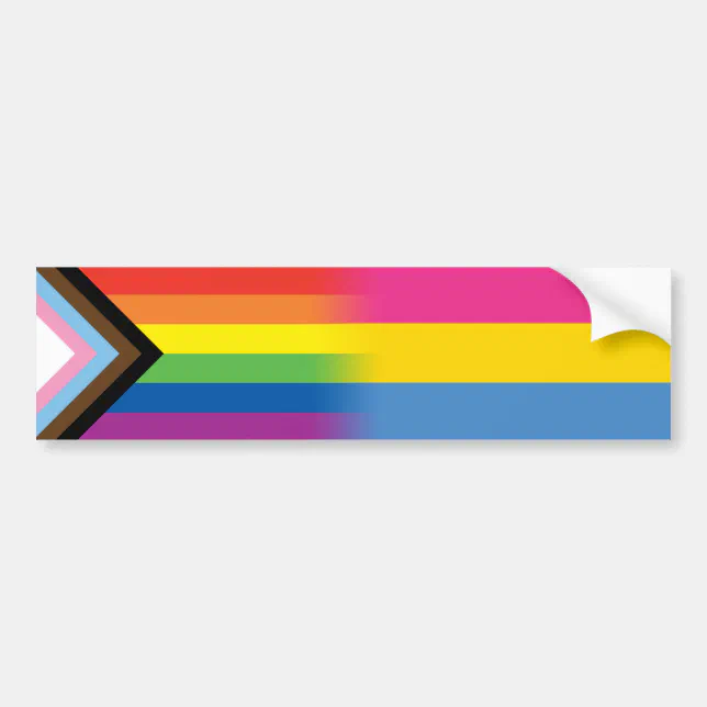 LGBTQ Inclusive Progress Pride Flag Pansexual Flag Bumper Sticker | Zazzle